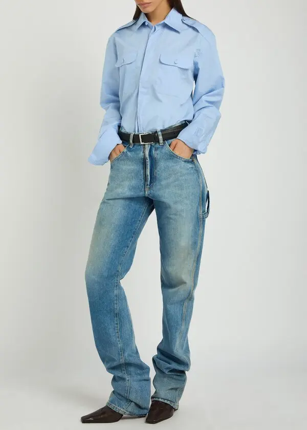 AARON ESH Cotton-poplin Military Shirt - Blue