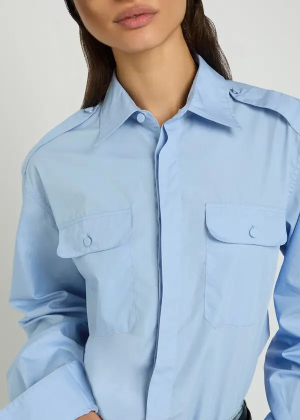 AARON ESH Cotton-poplin Military Shirt - Blue