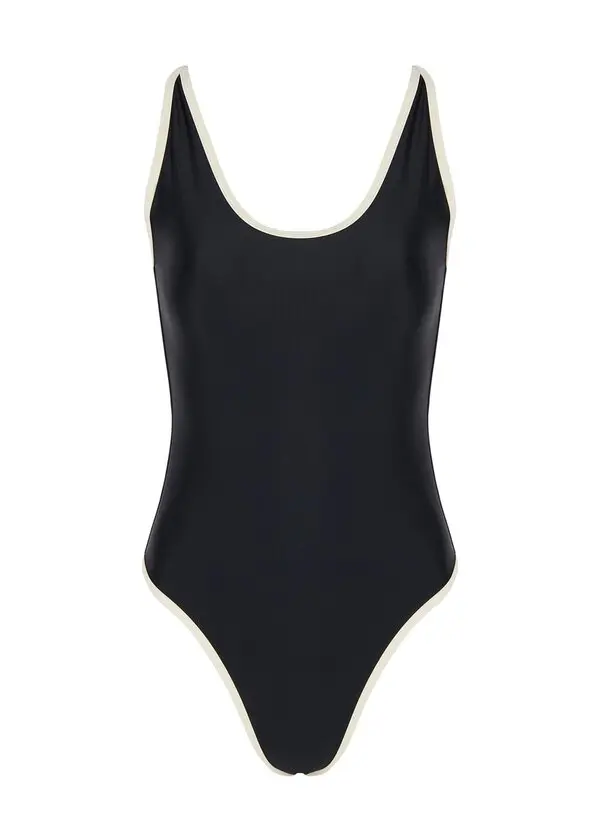 SOLAQUA Swim Ii Piped-trim Swimsuit - Black