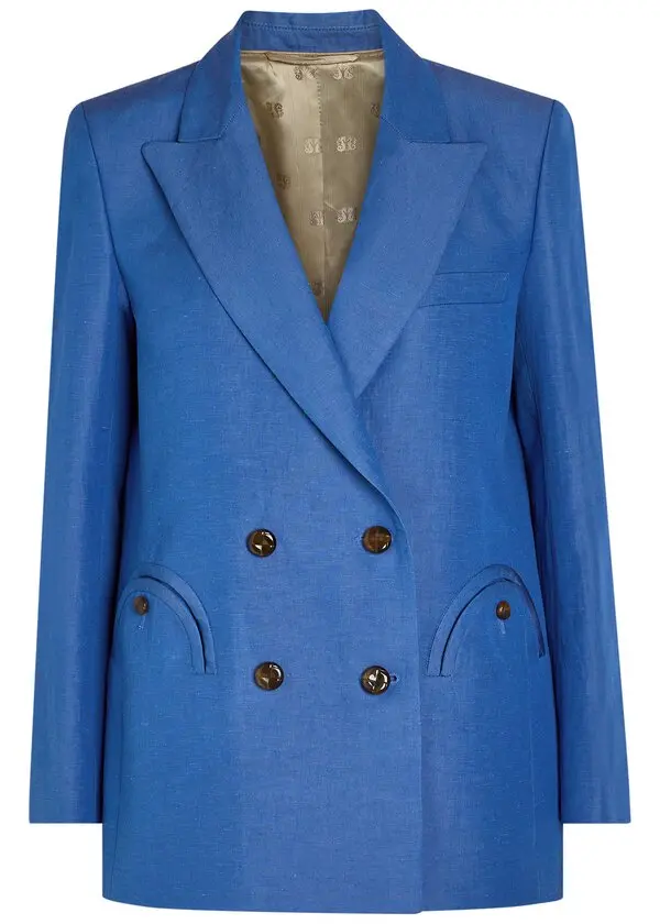 BLAZÉ MILANO Double-breasted Silk And Linen-blend Blazer