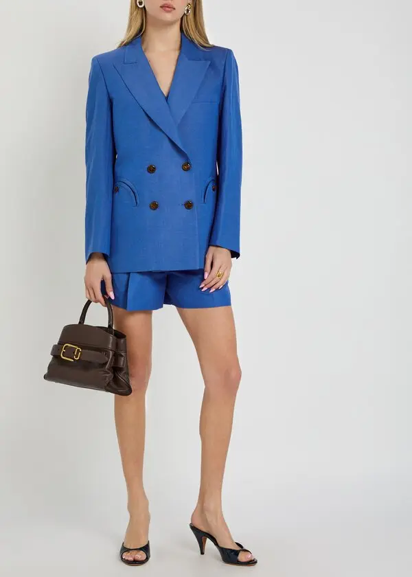 BLAZÉ MILANO Double-breasted Silk And Linen-blend Blazer