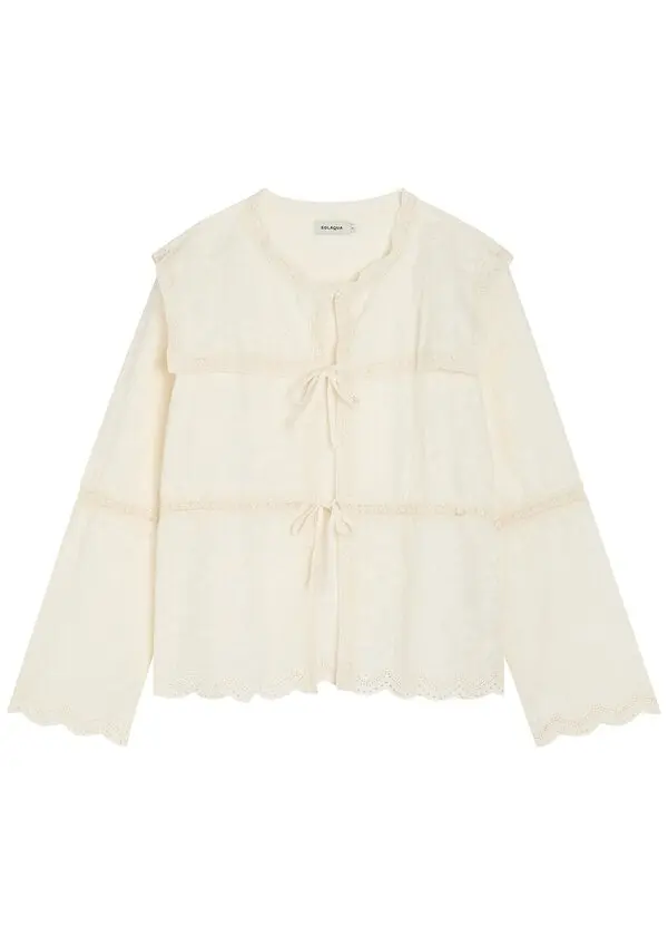 SOLAQUA Iris Embroidered Cotton Top