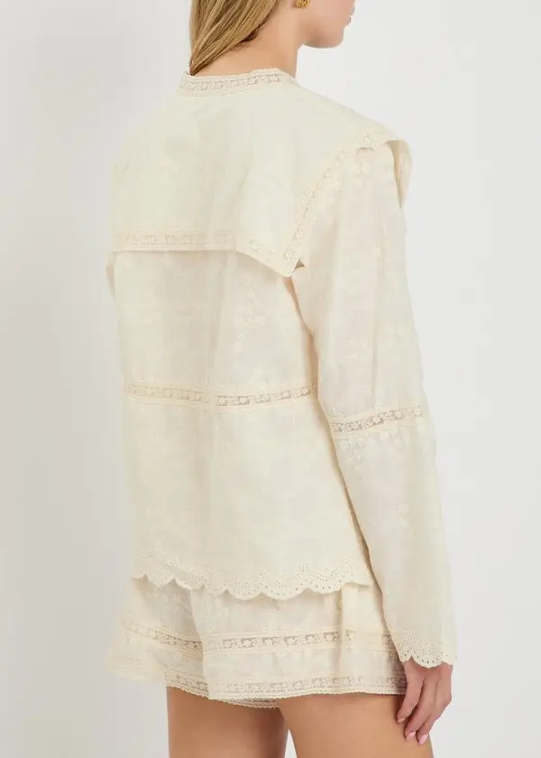 SOLAQUA Iris Embroidered Cotton Top