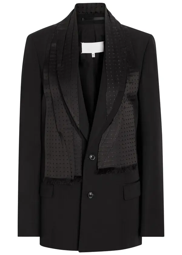 MAISON MARGIELA Layered Wool Blazer With Silk Polka-dot Collar