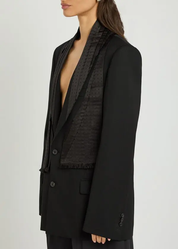 MAISON MARGIELA Layered Wool Blazer With Silk Polka-dot Collar