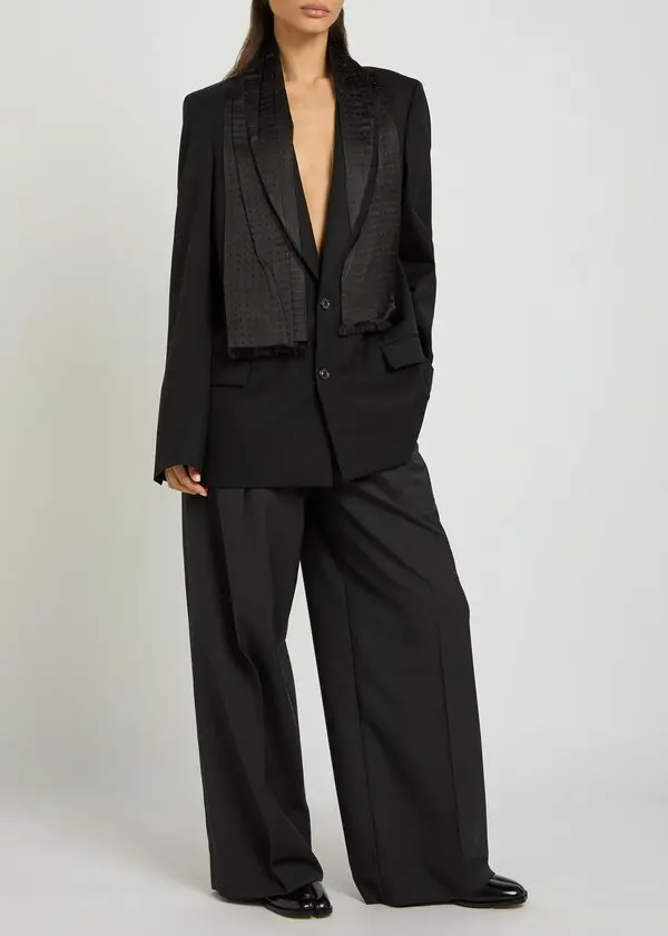 MAISON MARGIELA Layered Wool Blazer With Silk Polka-dot Collar