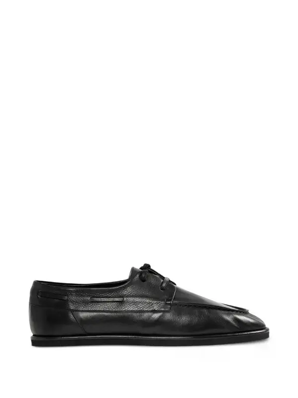 Auralee Lace-up Leather Boat Shoes
