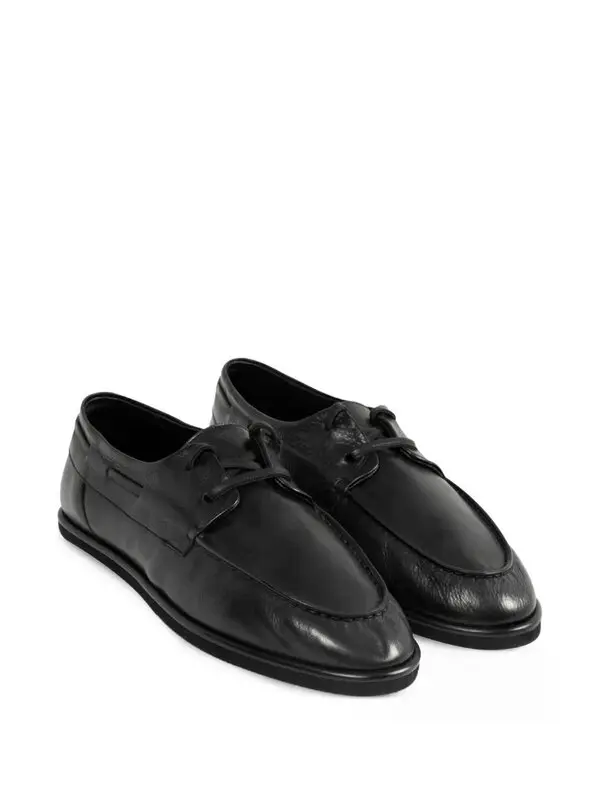 Auralee Lace-up Leather Boat Shoes