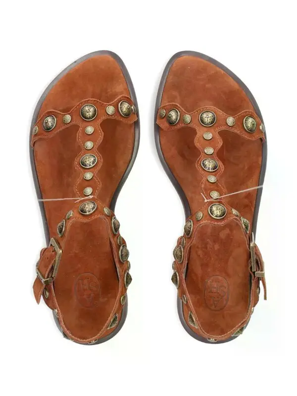 Ash Phanny Studded T-bar Sandals - Brown