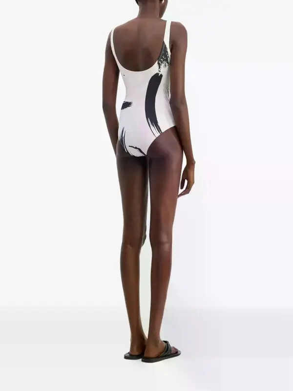 Loulou De Saison Minea Printed Zip-up Swimsuit
