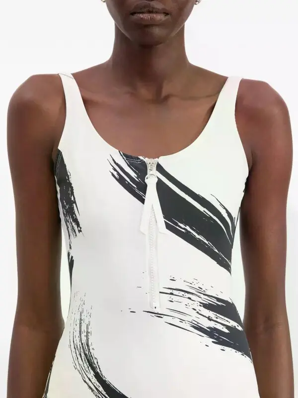 Loulou De Saison Minea Printed Zip-up Swimsuit