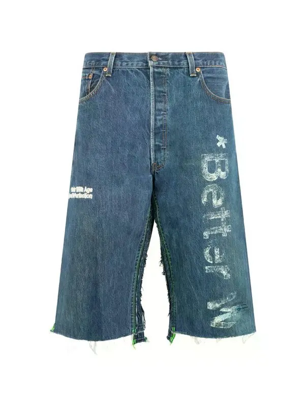BETTER WITH AGE Logo-print Denim Shorts