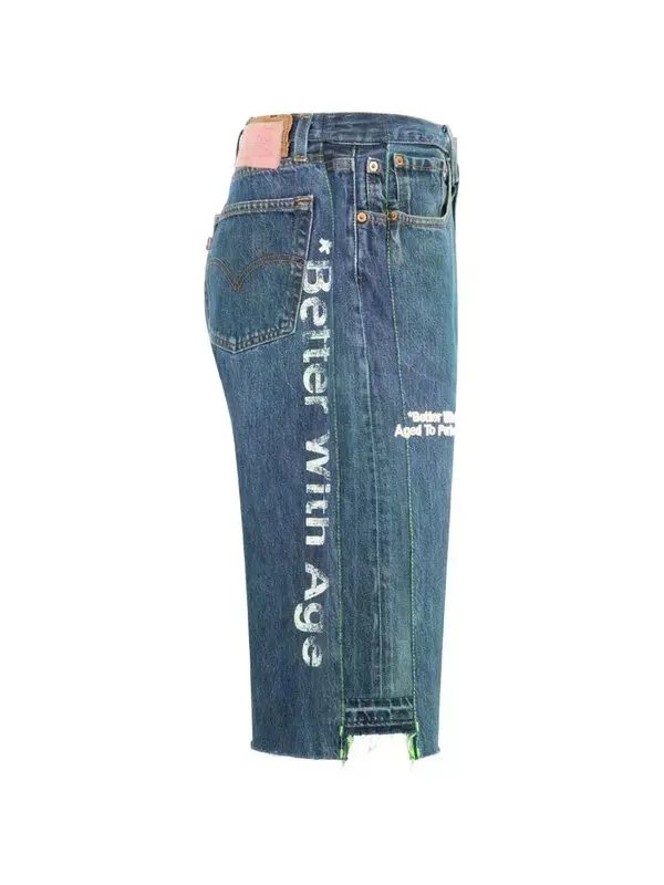 BETTER WITH AGE Logo-print Denim Shorts