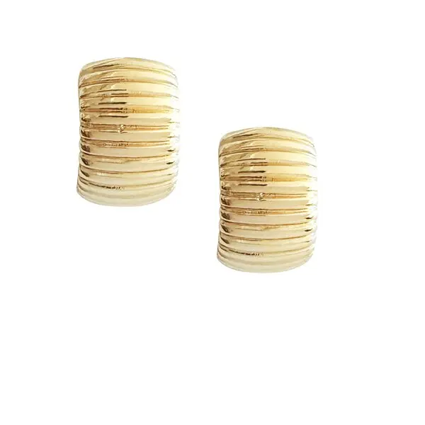 MAISON DE GALA Ribbed Dome Huggie Hoop Earrings - Gold