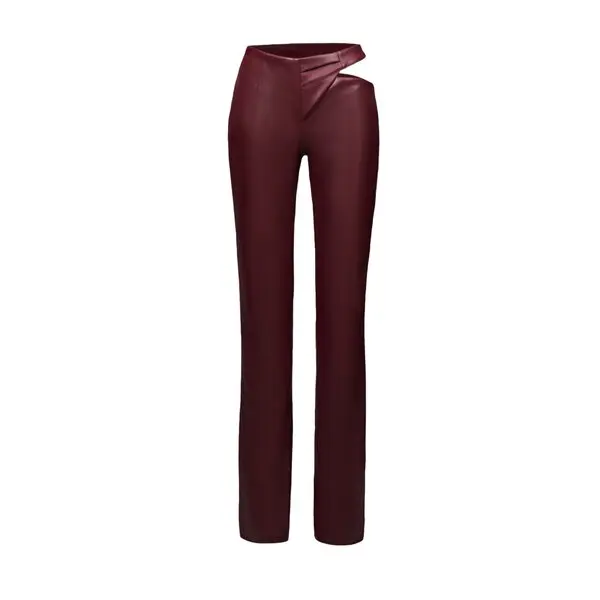 LIKA High-waisted Trousers With Thigh Slit - Red