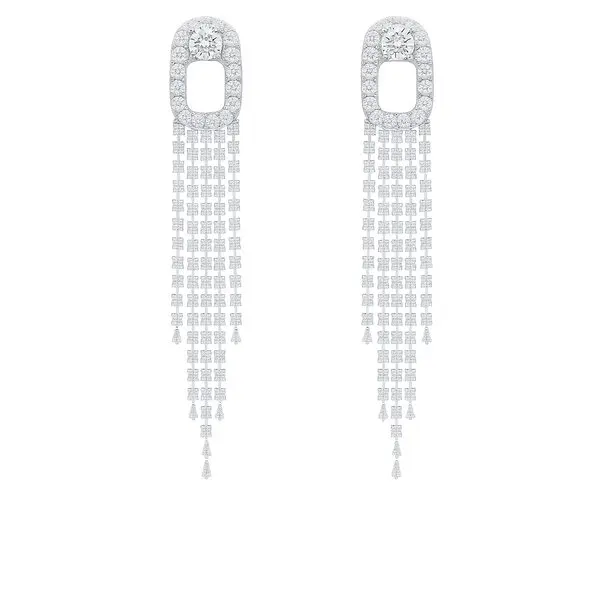 MAISON DE GALA Elenora Oval Cascade Crystal Earrings - Silver