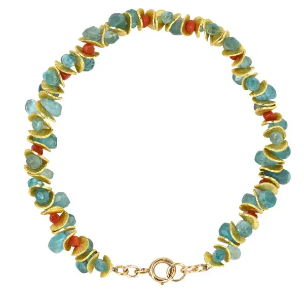 LORI KAPLAN DESIGN Aqua Apatite, Coral, And Gold Vermeil Bracelet - Yellow/blue