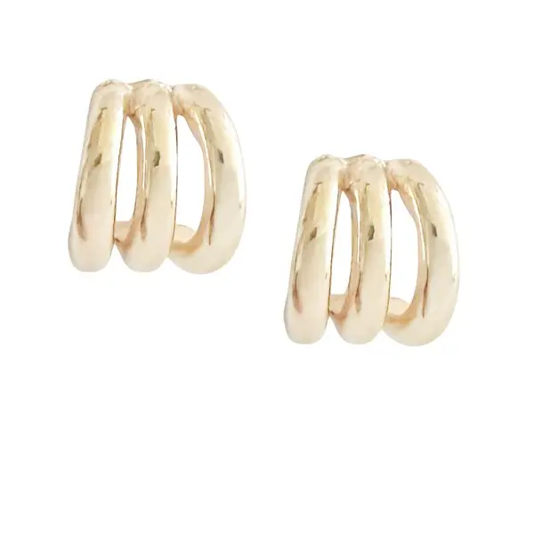 MAISON DE GALA Triple Band Huggie Hoop Earrings - Gold