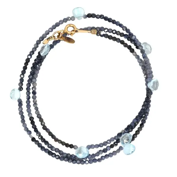 LORI KAPLAN DESIGN Sapphire And Topaz Triple Wrap Necklace - Gold/blue