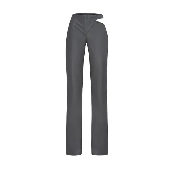 LIKA High-waisted Trousers With Thigh Slit - Grey