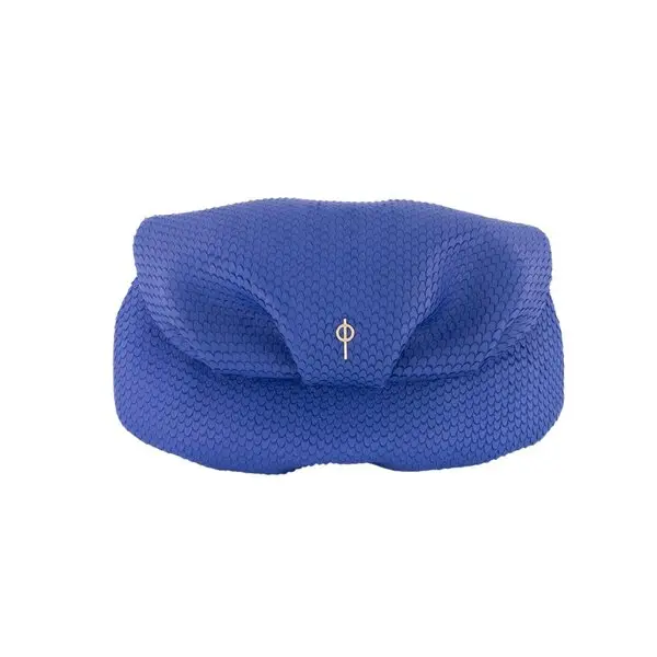 OTRERA Leda Snake Print Leather Clutch - Blue