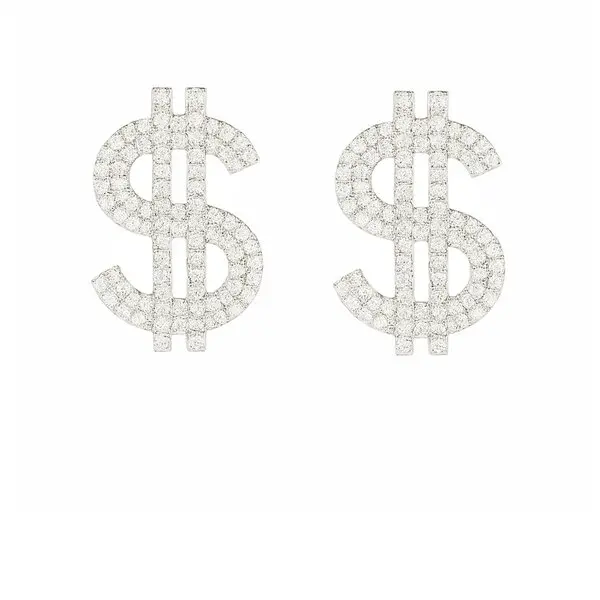 MAISON DE GALA Iconic Dollar Crystal Statement Earrings - Silver