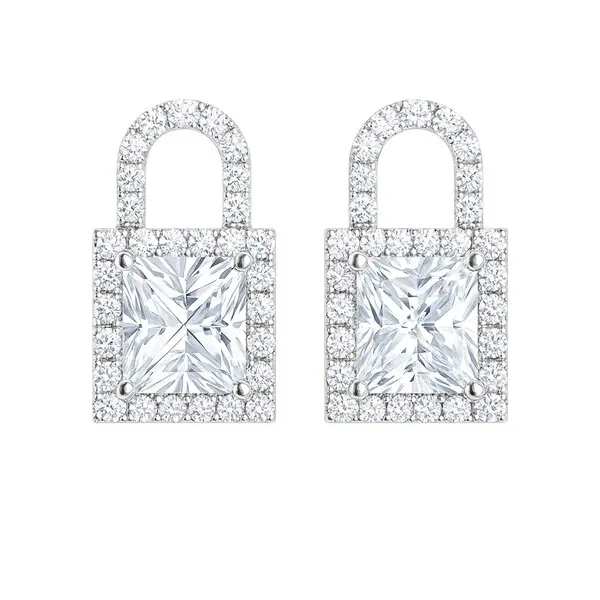 MAISON DE GALA Crystal Padlock Earrings - Silver