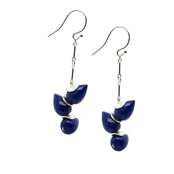 LORI KAPLAN DESIGN Lapis Lazuli And Sterling Silver Drop Earrings - Blue/silver
