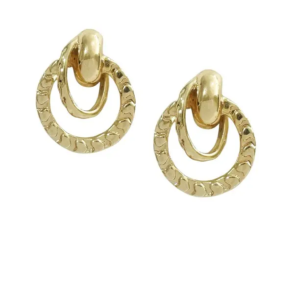 MAISON DE GALA Double Hoop Stud Earrings - Gold
