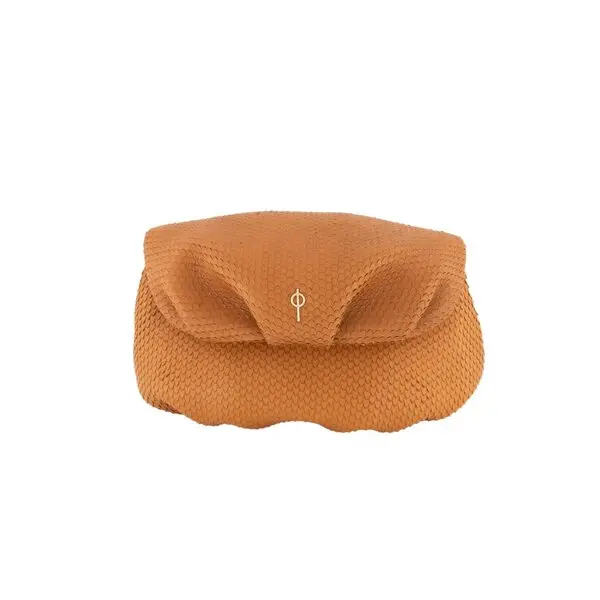 OTRERA Leda Snake Leather Clutch - Brown