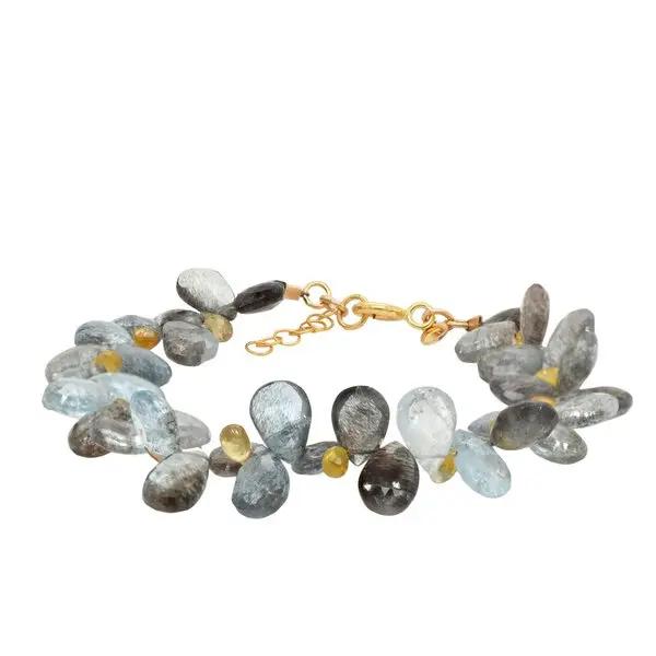 LORI KAPLAN DESIGN Moss Aquamarine And Yellow Sapphire Gold Bracelet - Blue/gold/yellow