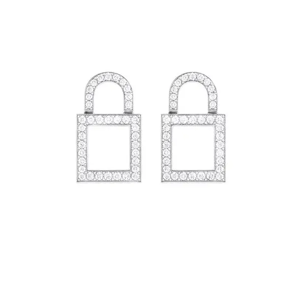 MAISON DE GALA Crystal Lock Earrings - Silver