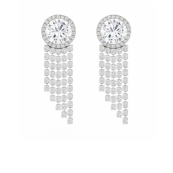 MAISON DE GALA Radiant Cascade Round-cut Earrings - Silver