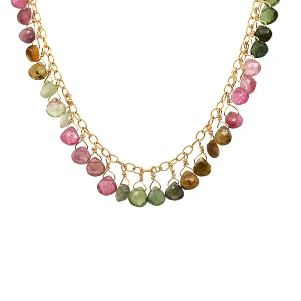 LORI KAPLAN DESIGN Tourmaline Choker Necklace - Gold/blue
