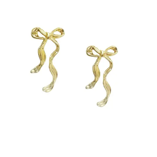 MAISON DE GALA En Ribbon Bow Earrings - Gold