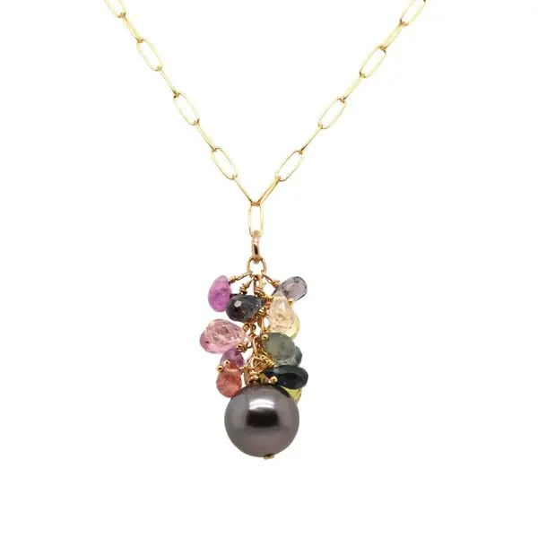 LORI KAPLAN DESIGN Sapphire And Tahitian Pearl Necklace - Blue/gold