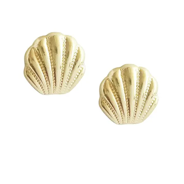 MAISON DE GALA Scallop Shell Stud Earrings - Gold