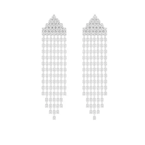 MAISON DE GALA Aurelia Pyramid Tassel Earrings - Silver