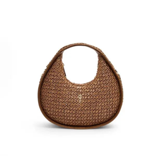 OTRERA Round Chain Straw Bag - Brown
