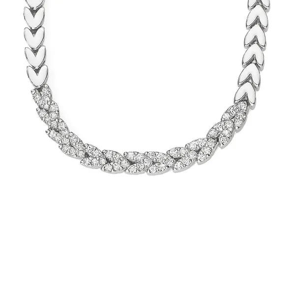 MAISON DE GALA Pavé Leaf Link Bracelet - Silver