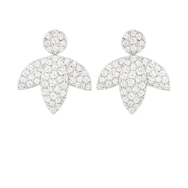 MAISON DE GALA Crystal Petal Silhouette Stud Earrings - Silver