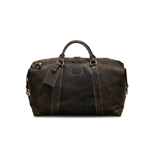 TOURI Classic Traveller Genuine Leather Holdall - Brown