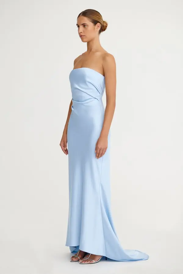 Significant Other Lucile Strapless Satin Gown - Ice Blue