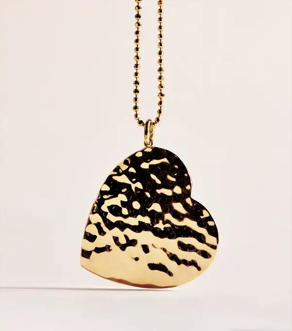 JENNIFER MEYER Hammered Heart Pendant Necklace - Gold