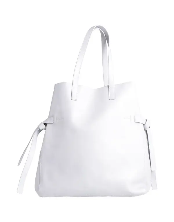 JIL SANDER Leather Shopper Tote With Detachable Pouch - Light Grey