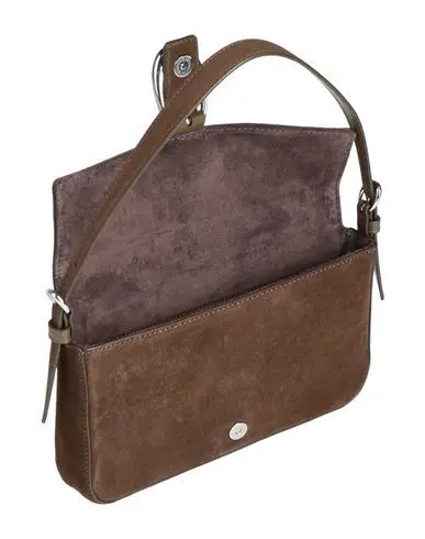 Staud Suede Baguette Bag With Silver Tone Buckle - Brown
