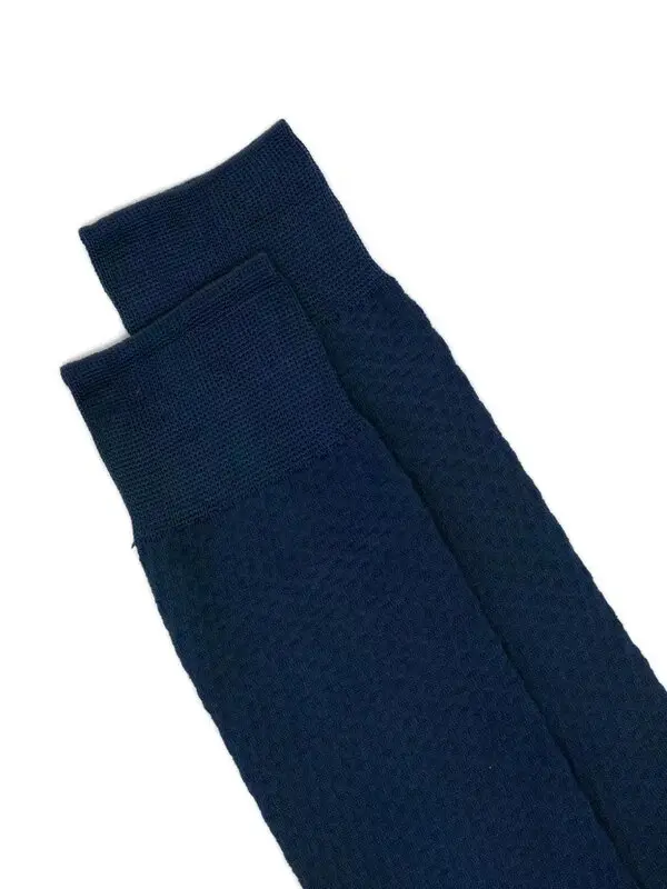 Zegna Textured Mid-calf Socks - Blue