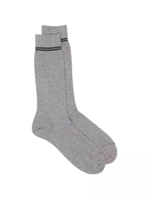 Zegna Textured Mid-calf Socks - Grey