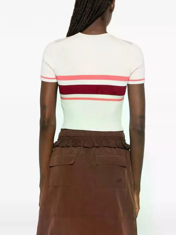 SELF-PORTRAIT Striped Ribbed Knit T-shirt