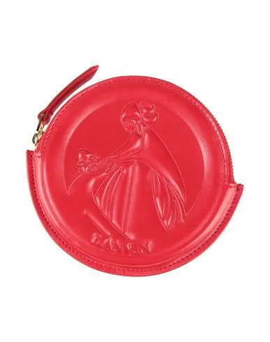 LANVIN Coin Purse Calfskin, Brass, Zamak - Red